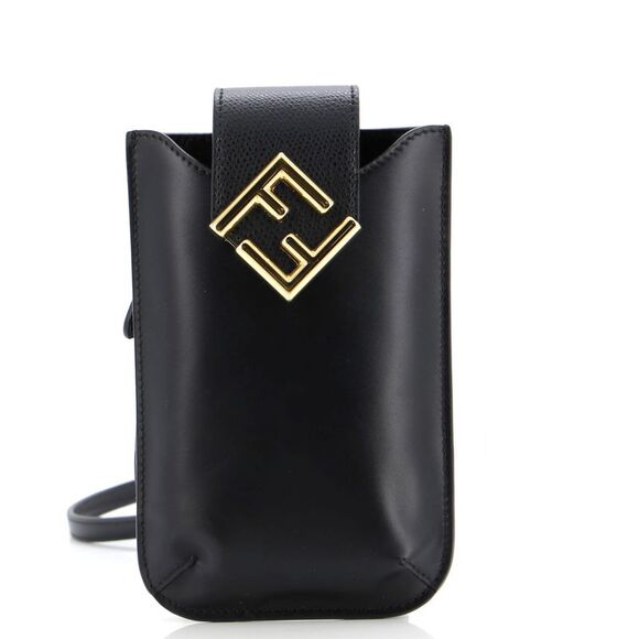 Fendi | Bags | Fendi Ff Diamonds Phone Holder Bag Leather Black | Poshmark
